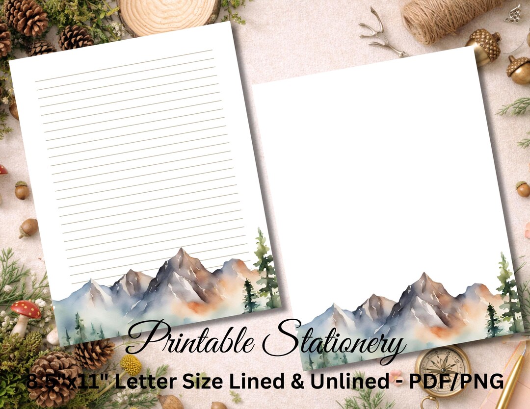 Mountain Printable Writing Paper: Lined & Unlined Stationery (PDF, PNG ...