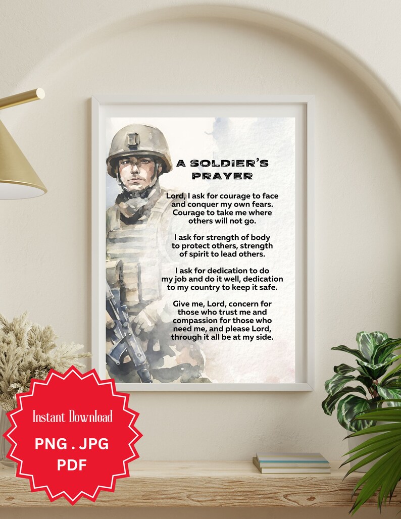 A Soldier's Prayer Print, Military Gift, Army Navy Marines Deployment ...