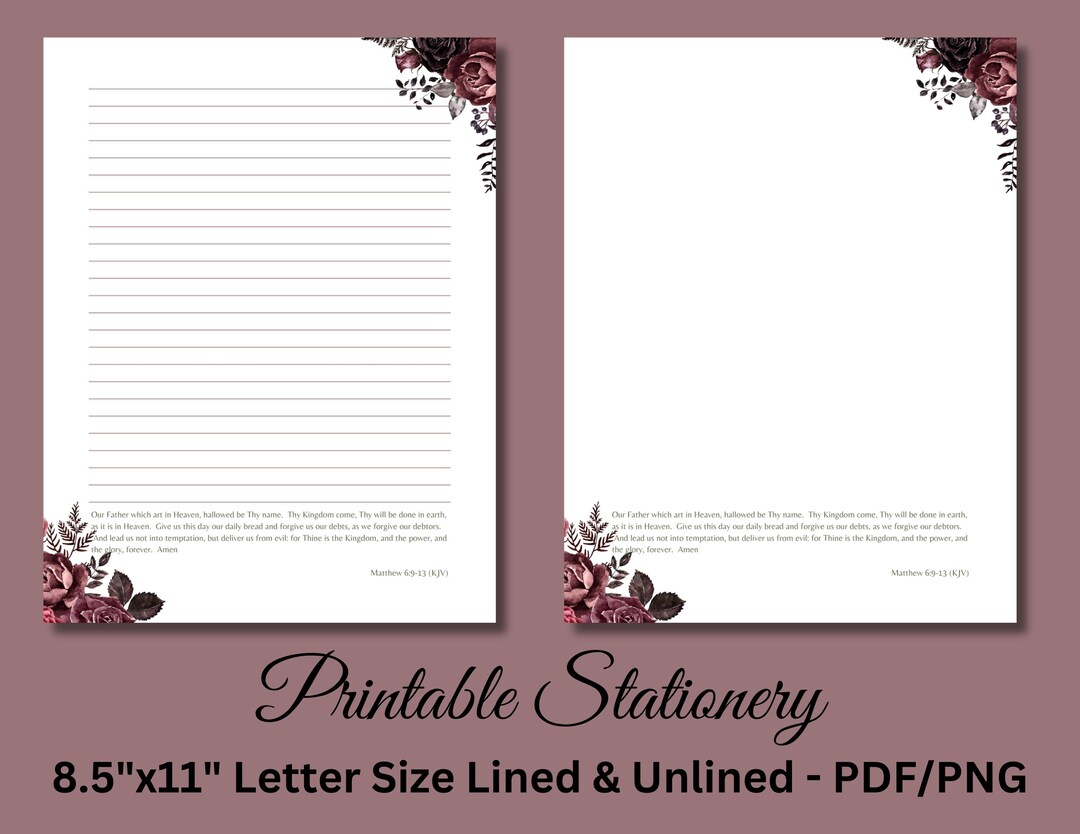 Lords Prayer, Printable Writing Paper, Printable Stationery, Stationary ...
