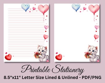 Yorkie Valentine Stationery: Lined & Unlined Paper (PDF/PNG) - Etsy