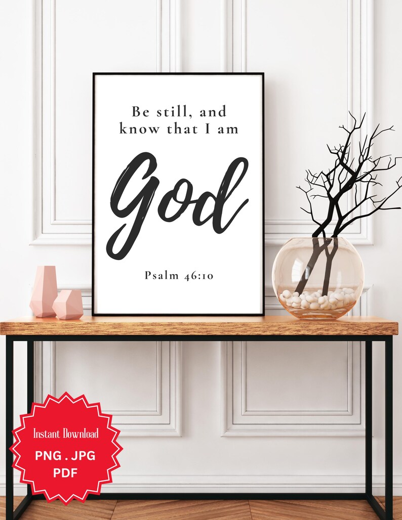 Psalm 46:10 Bible Verse Print, Christian Grief Art, Minimalist Wall Art ...