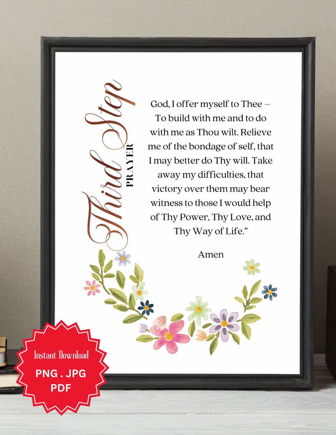 Third Step Prayer Art: Bronze Minimalist Christian Verse (digital ...