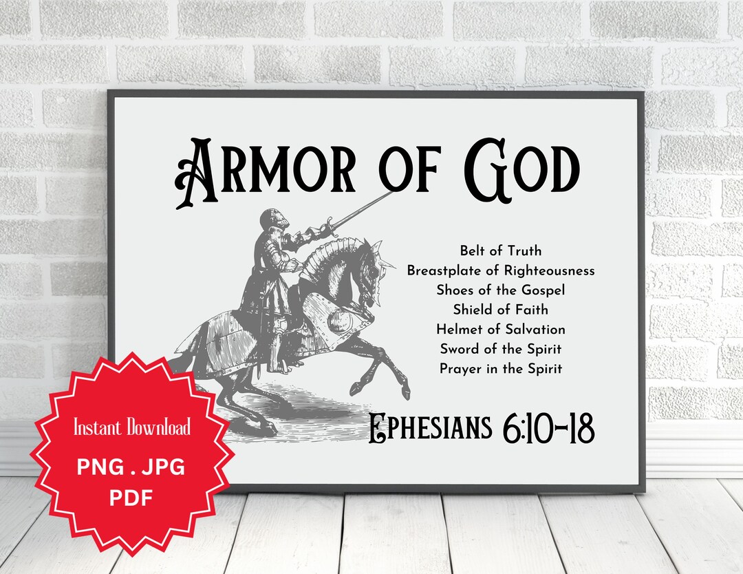 Armor of God, Christian Art, Minimalist Design, Digital Art Print ...