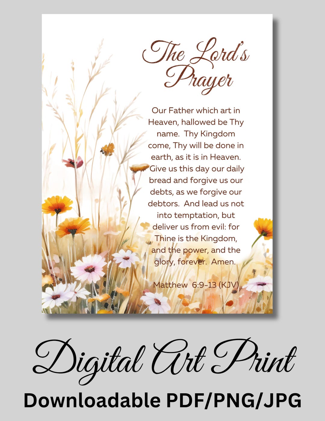 Lords Prayer, Bible Verse, Scripture, Christian Gift, Printable Wall ...