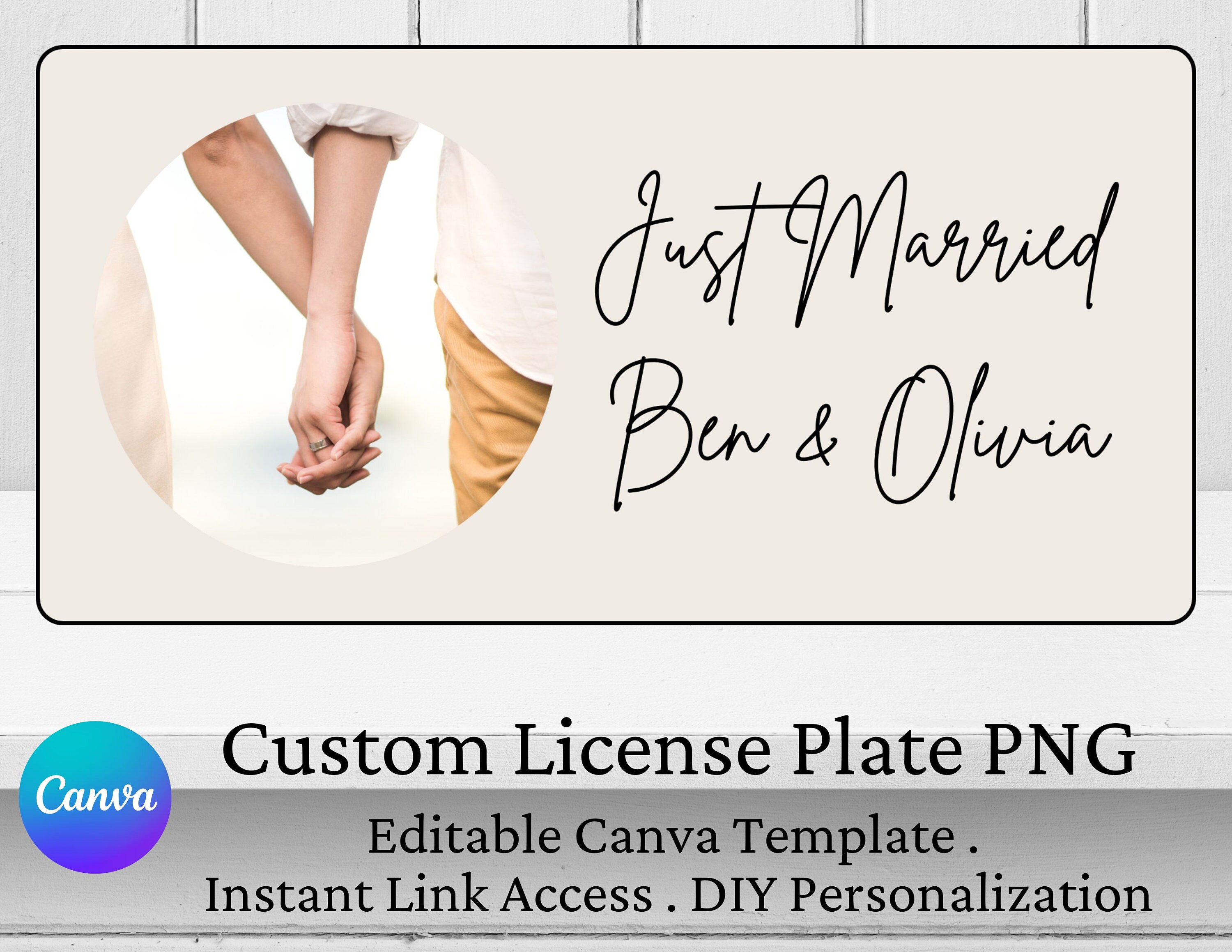 Custom License Plate PNG, Just Married, Wedding, Editable Template ...