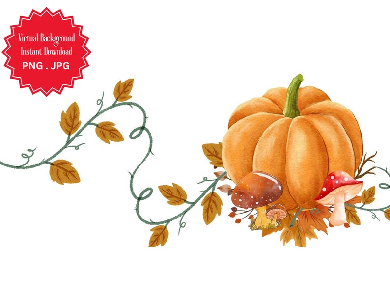 Virtual Background Zoom Meeting Pumpkin Mushroom Desktop - Etsy