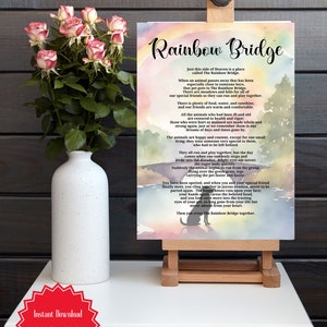 Rainbow Bridge, Dog Remembrance, Pet Sympathy Gift, Rainbow Bridge Poem ...
