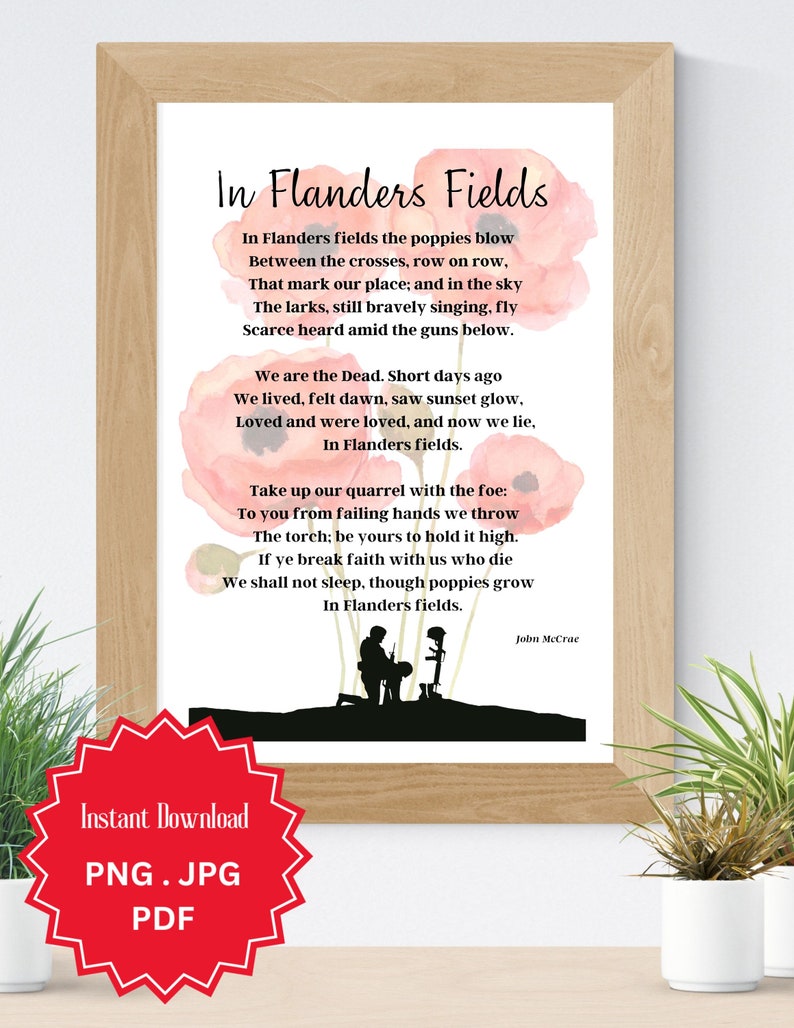 In Flanders Fields Poem Print: Remembrance Day, Soldier Poppies ...