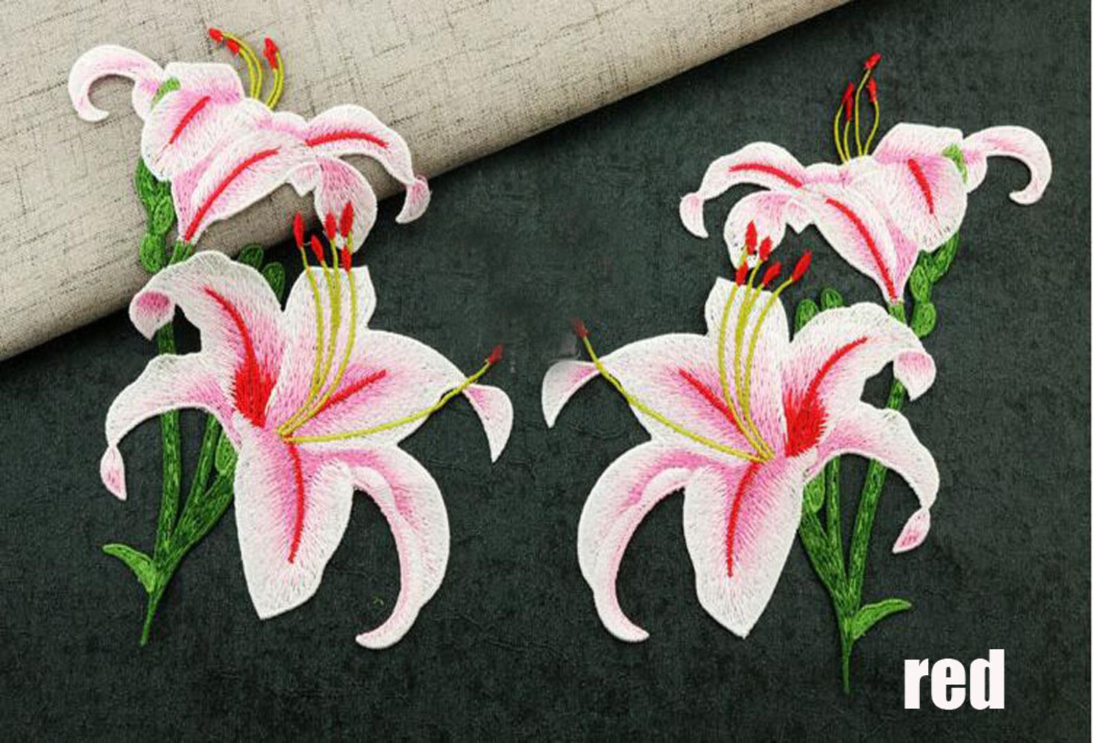 Solid Lily Embroidery Lace Applique Patchbig Size Flower Lace | Etsy