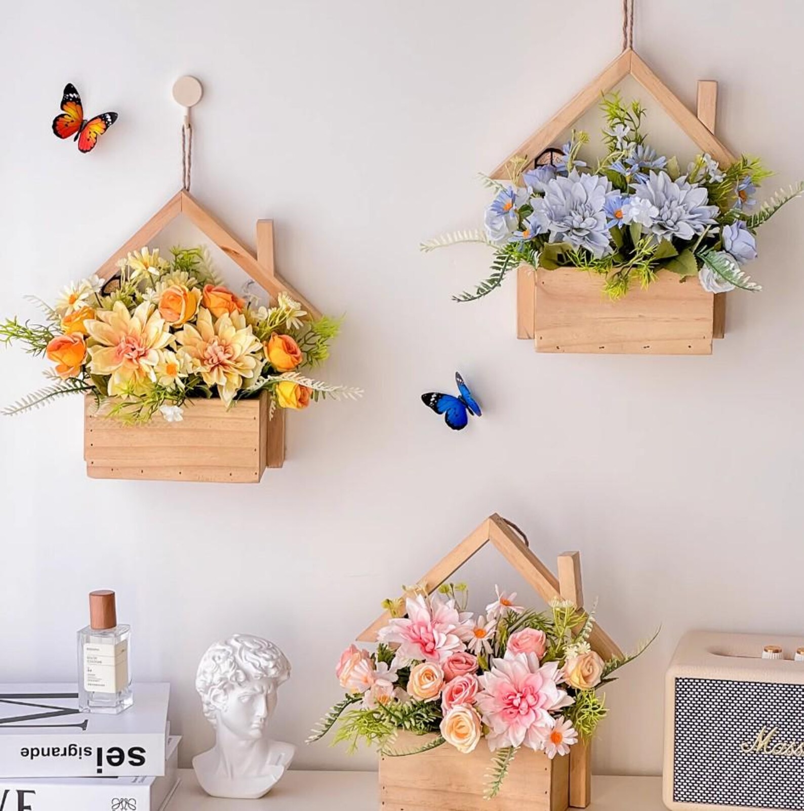 Artificial Flower Wall Hanging Decoration ,simulated Plant Wood Horse ...