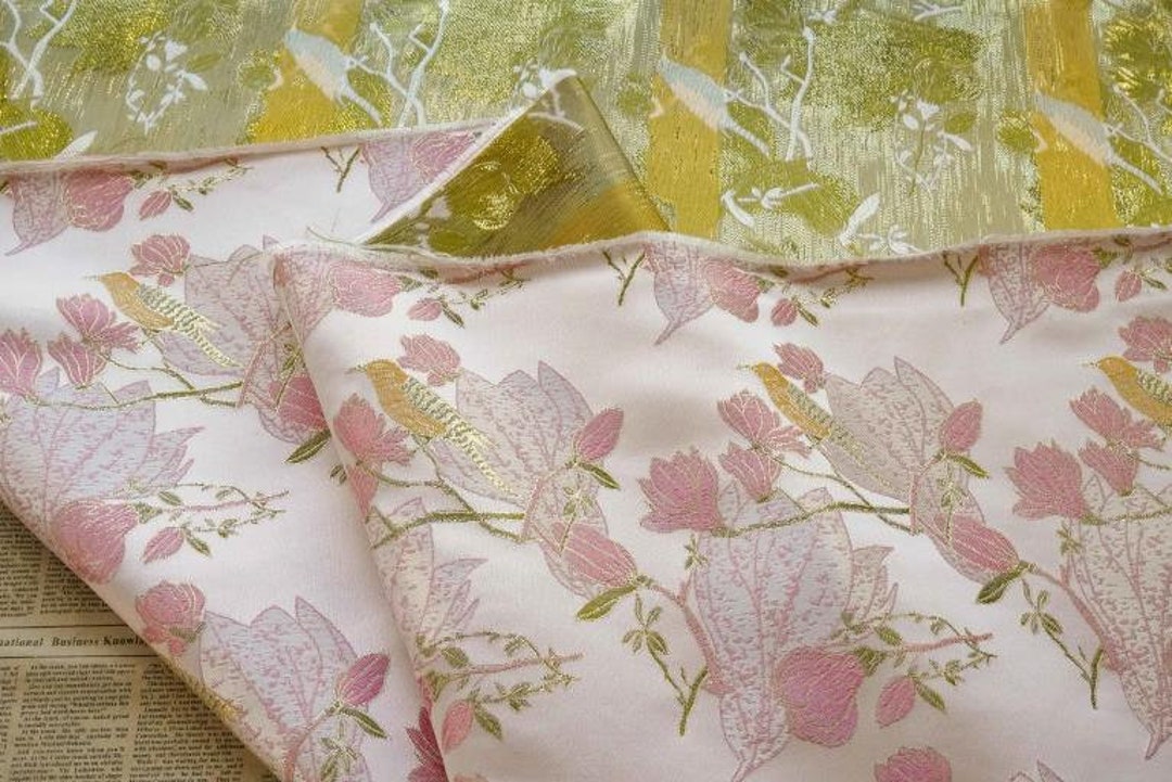 High Grate Relief Bird Floral Brocade Clothing Fabric Romantic Flower ...