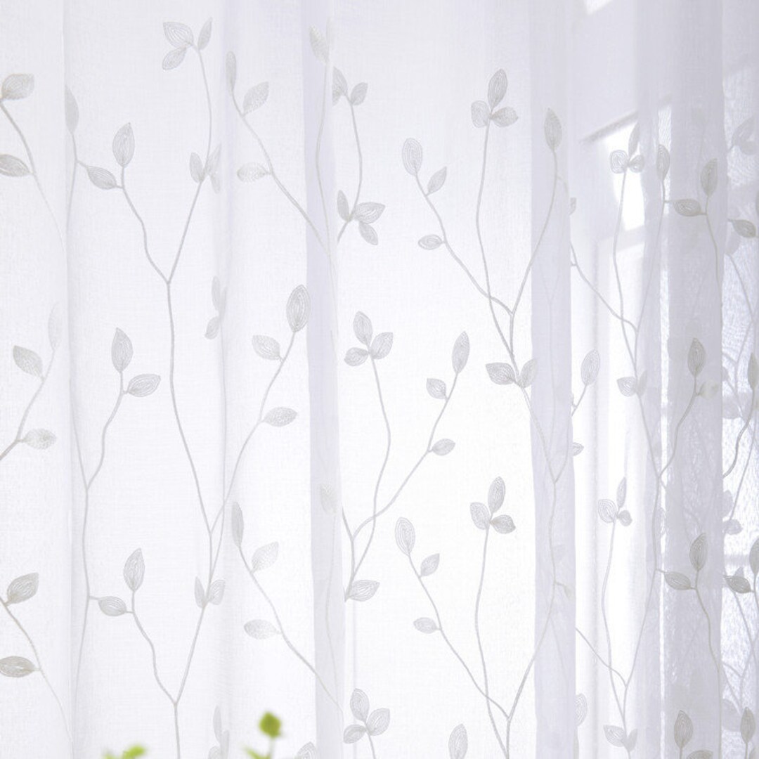 1 Yard White Yarn Leaf Floral Embroidery Lace Fabric,lace Curtain Gauze ...