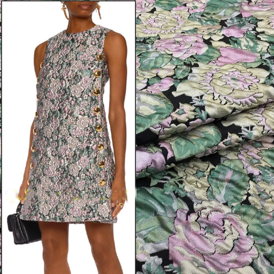 High Grade Solid Floral Brocade Clothing Fabric French - Etsy