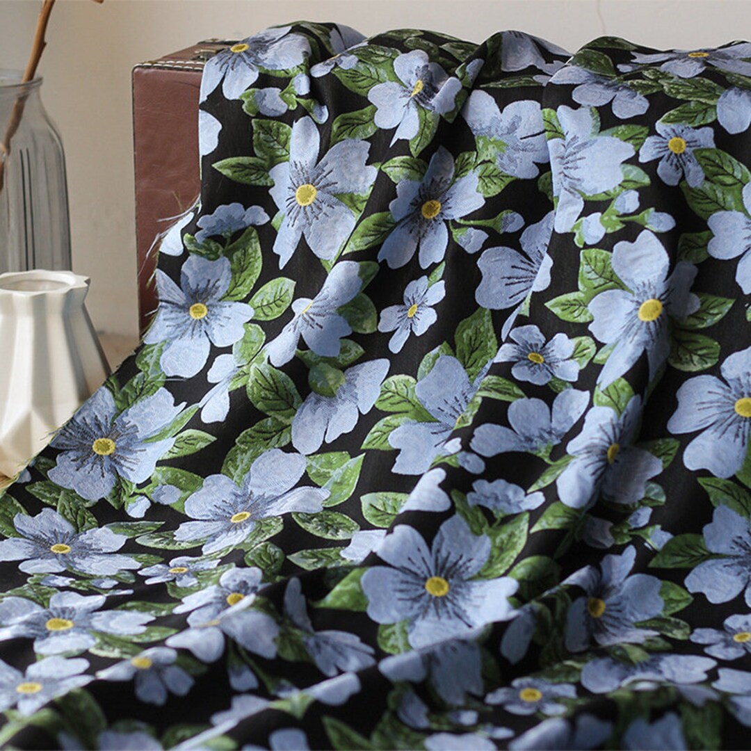 1 Yard Elegant Relief Floral Brocade Clothing Fabric High Grate ...