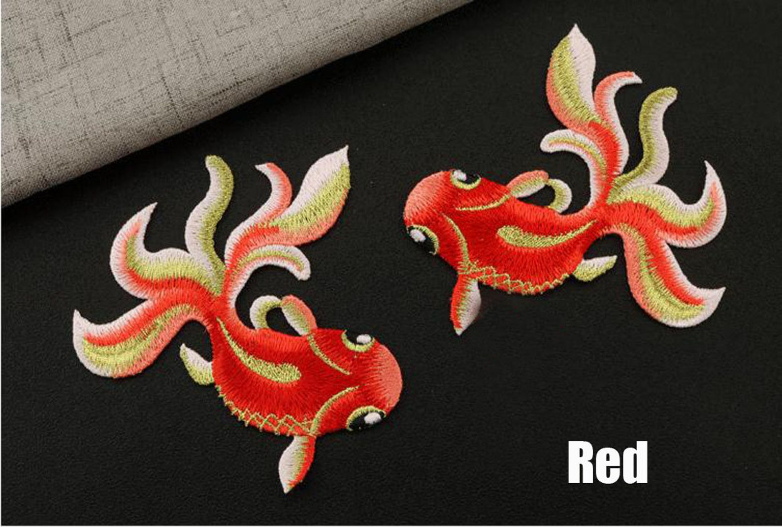 2 Pieces Solid Goldfish Embroidery Lace Applique Patchbig - Etsy
