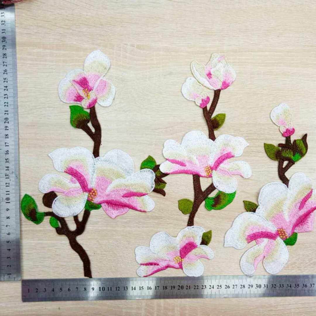 1 Set Magnolia Embroidery Clothes Patch,evening Dress Flower Applique ...
