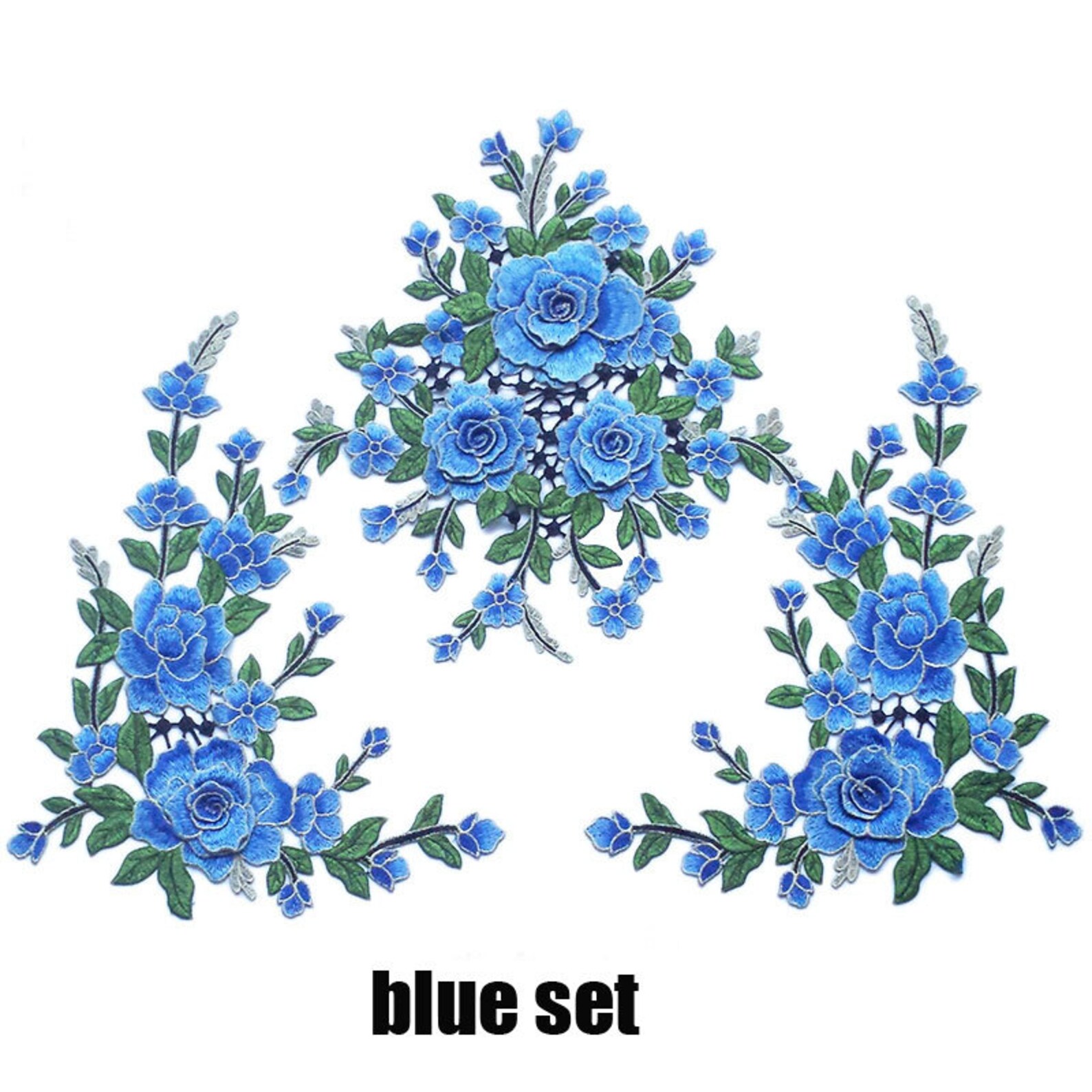 3 Pieces Solid Peony Embroidery Lace Applique Patchbig Size - Etsy