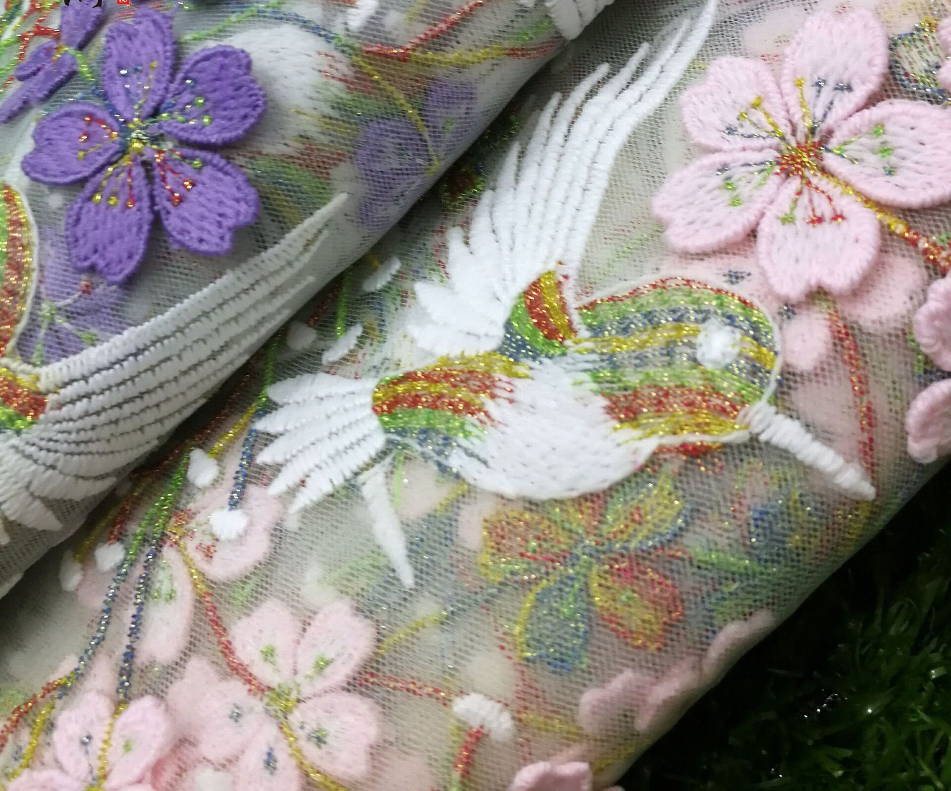 Luxurious Bird Floral Embroidered Lace Fabric by 1 Yard for | Etsy