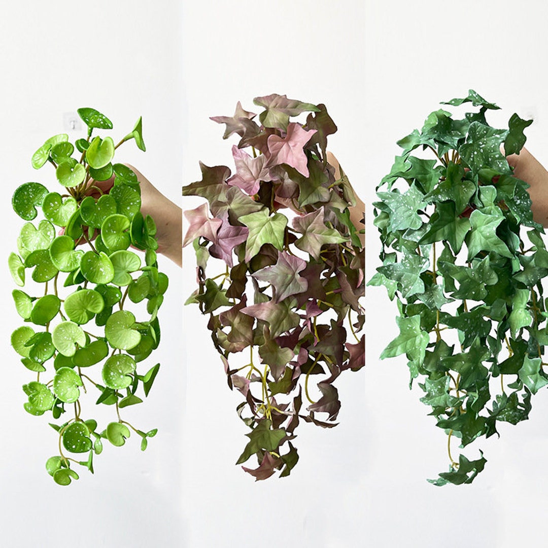 Artificial Green Plant Soft Rubber Feeling Copperwort Herb Leaves, Fake ...