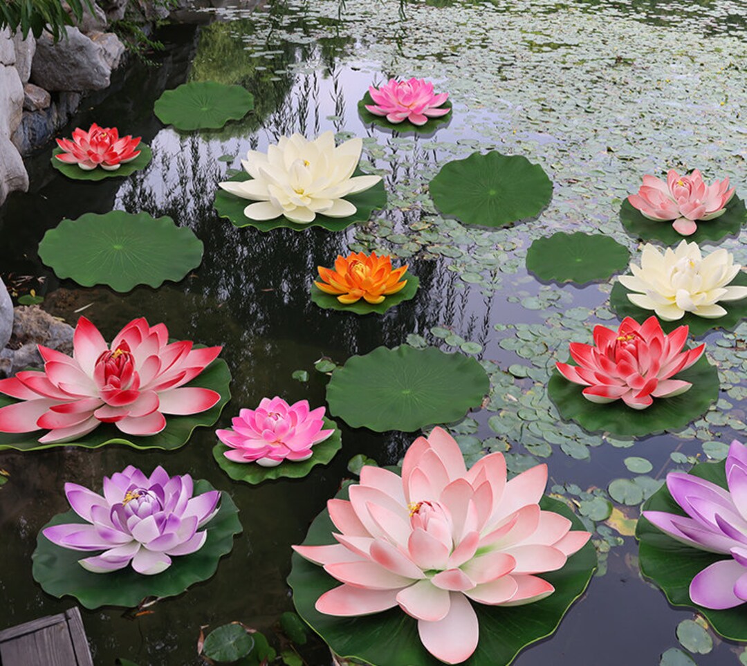 Artificial Lotus Floating in the Pool, Lotus Leaf Fish Tank Decoration ...