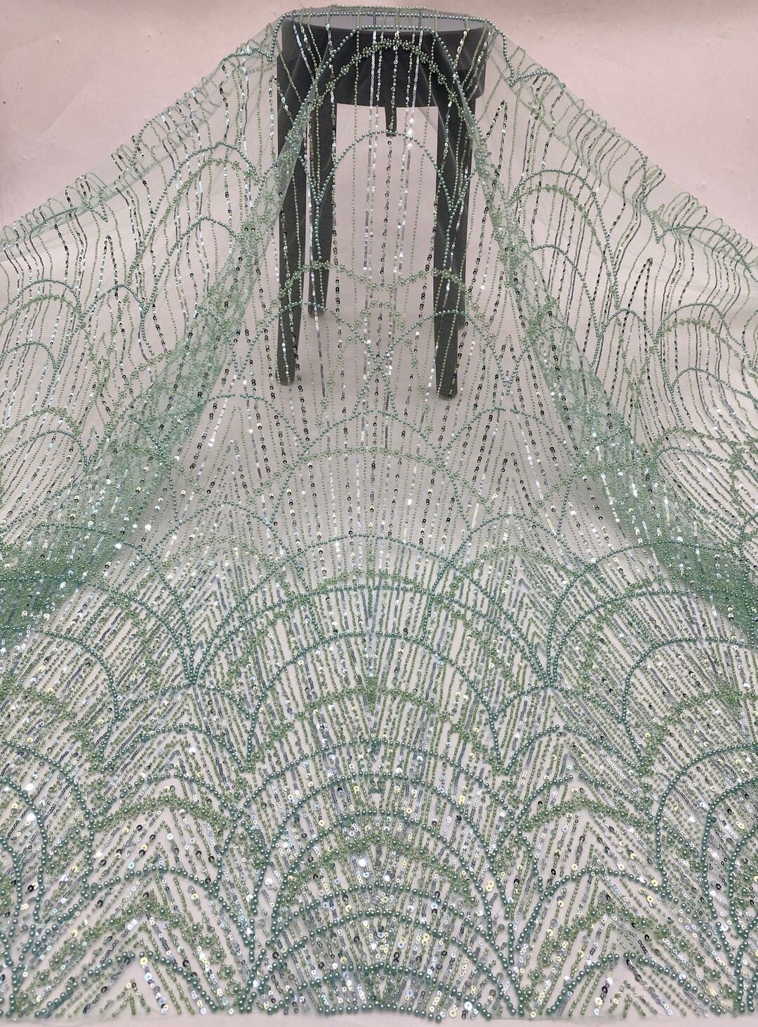 1 Yard Luxurious Solid Beading Embroidered Lace Fabric for Wedding ...