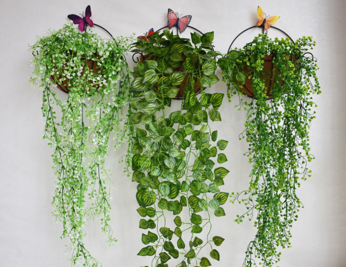 Artificial Flower Fake Plants Wall Hanging Decor for | Etsy