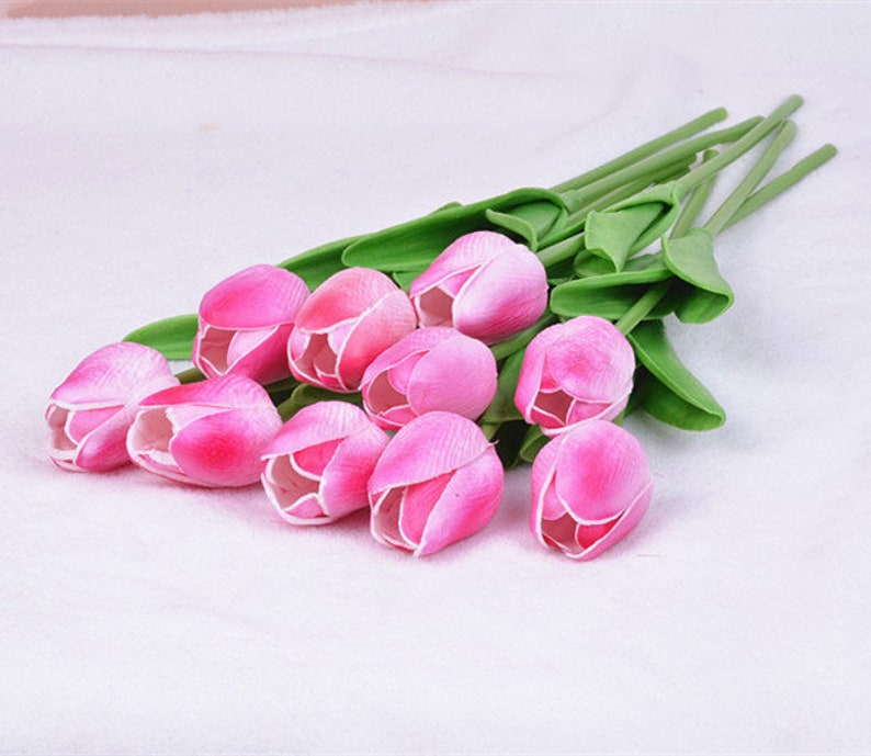 10 pcs real touch PU tulip flower for Bridal BouquetsWedding | Etsy