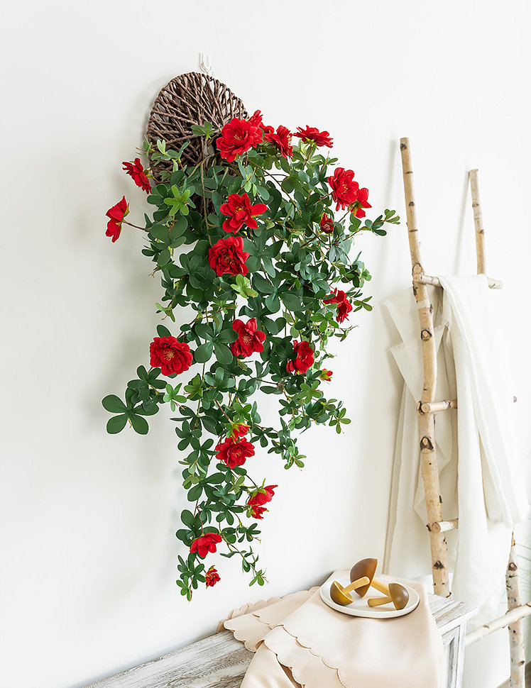 Artificial rose Flower Fake Plant Wall Hanging Decor for | Etsy