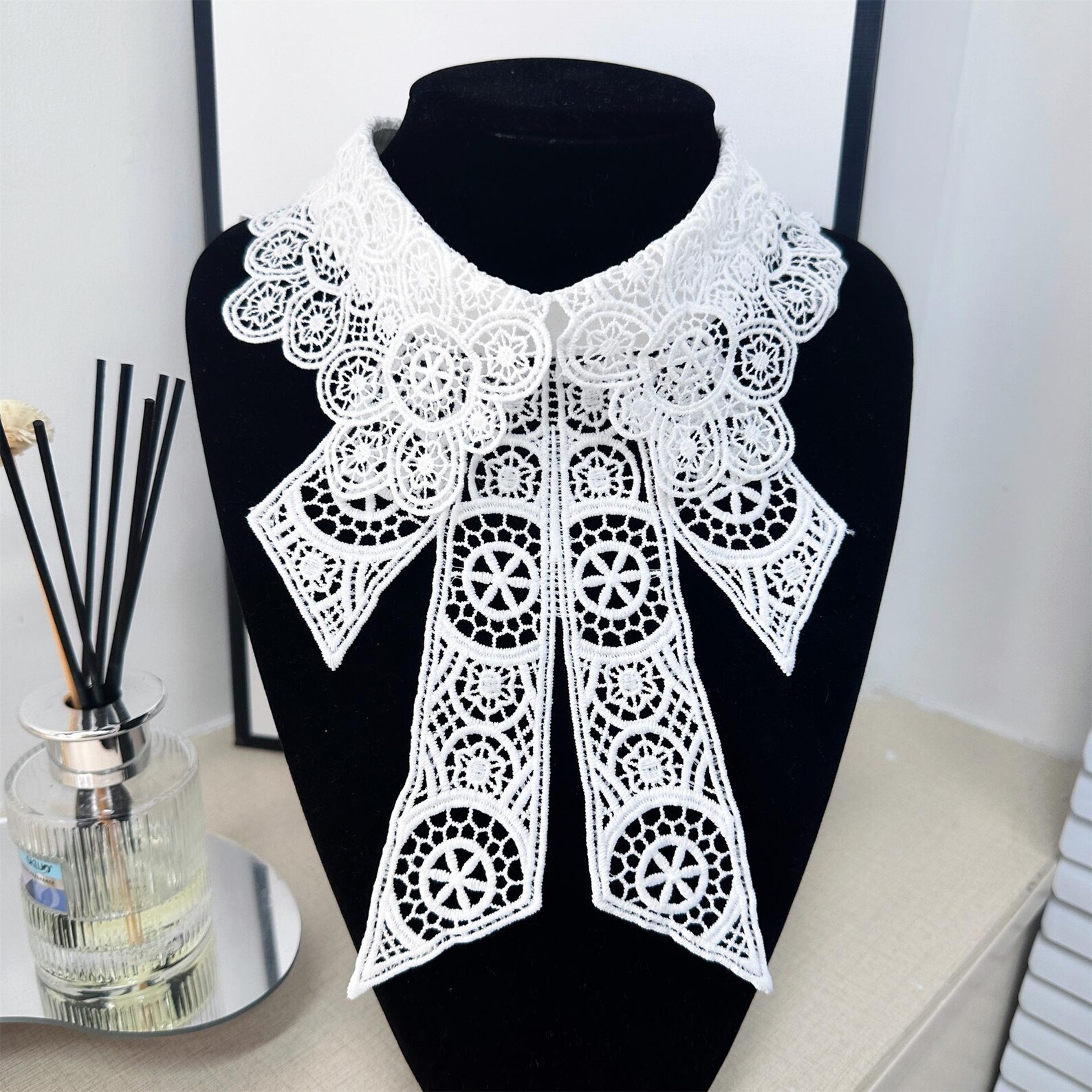 Lace Hollow Collar Applique Patch ,black White Bow Lace Collar Dress ...