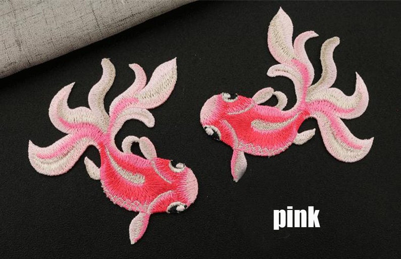 2 Pieces Solid Goldfish Embroidery Lace Applique Patchbig - Etsy