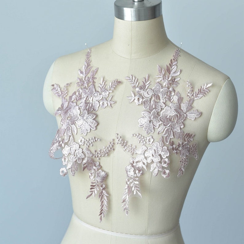 2 Pieces Set Luxurious Solid Embroidery Lace Applique - Etsy