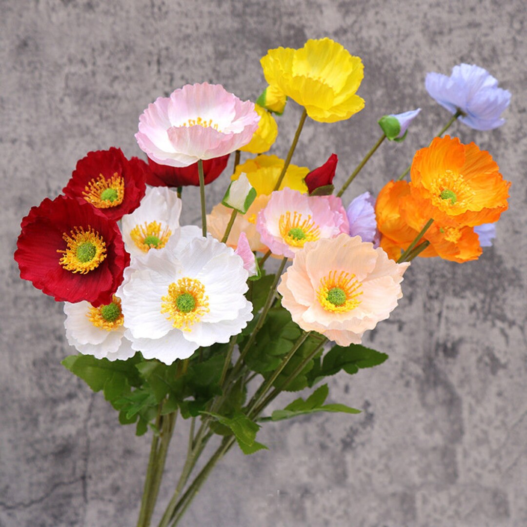 5 Stems Artificial Flower Corn Poppy Bouquets,wedding Centerpieces ...