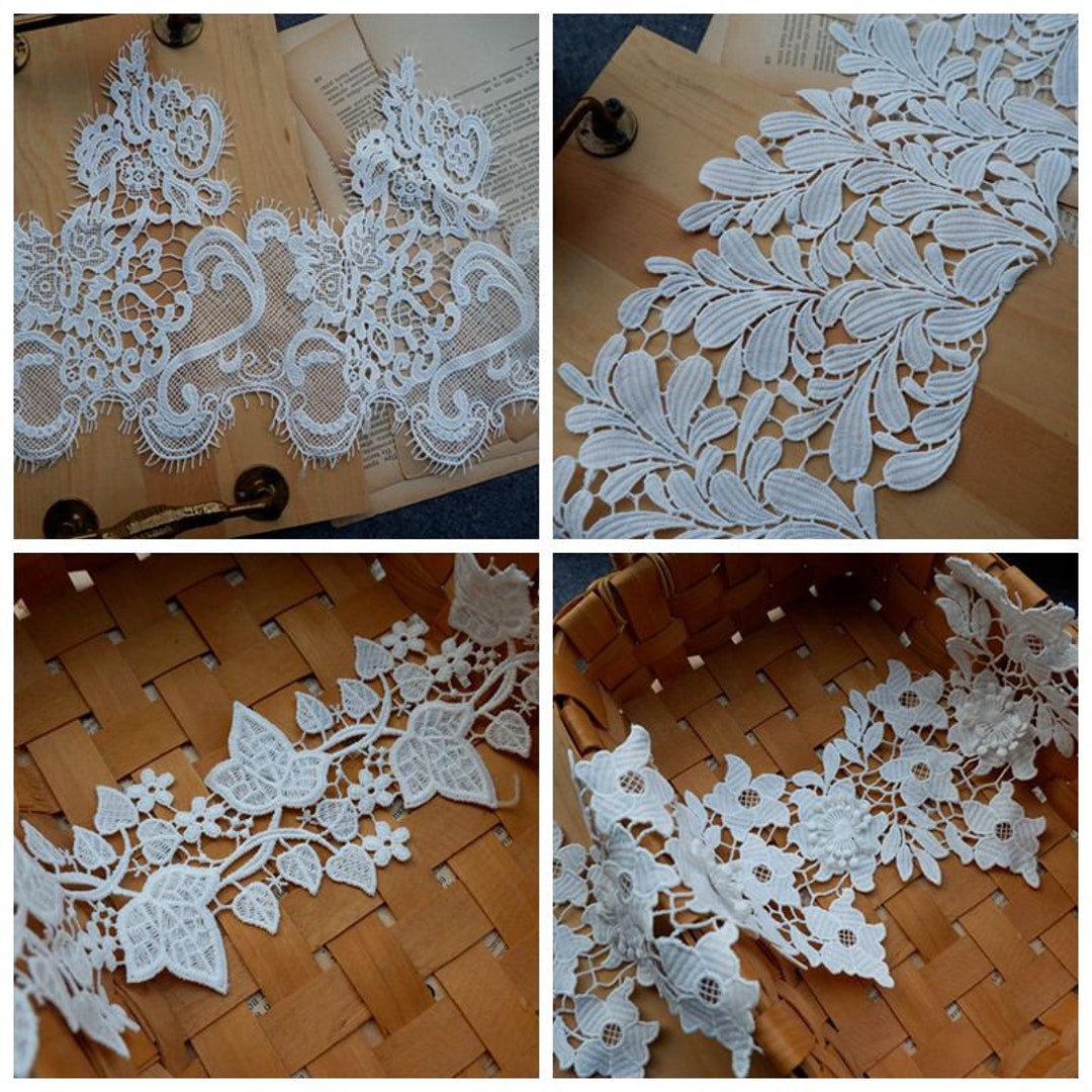 Thick Polyester Retro French Lace Fabric Floral Lace ,water-soluble ...