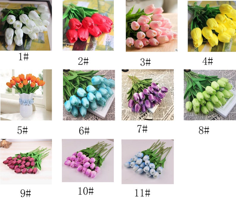 10 pcs real touch PU tulip flower for Bridal BouquetsWedding | Etsy