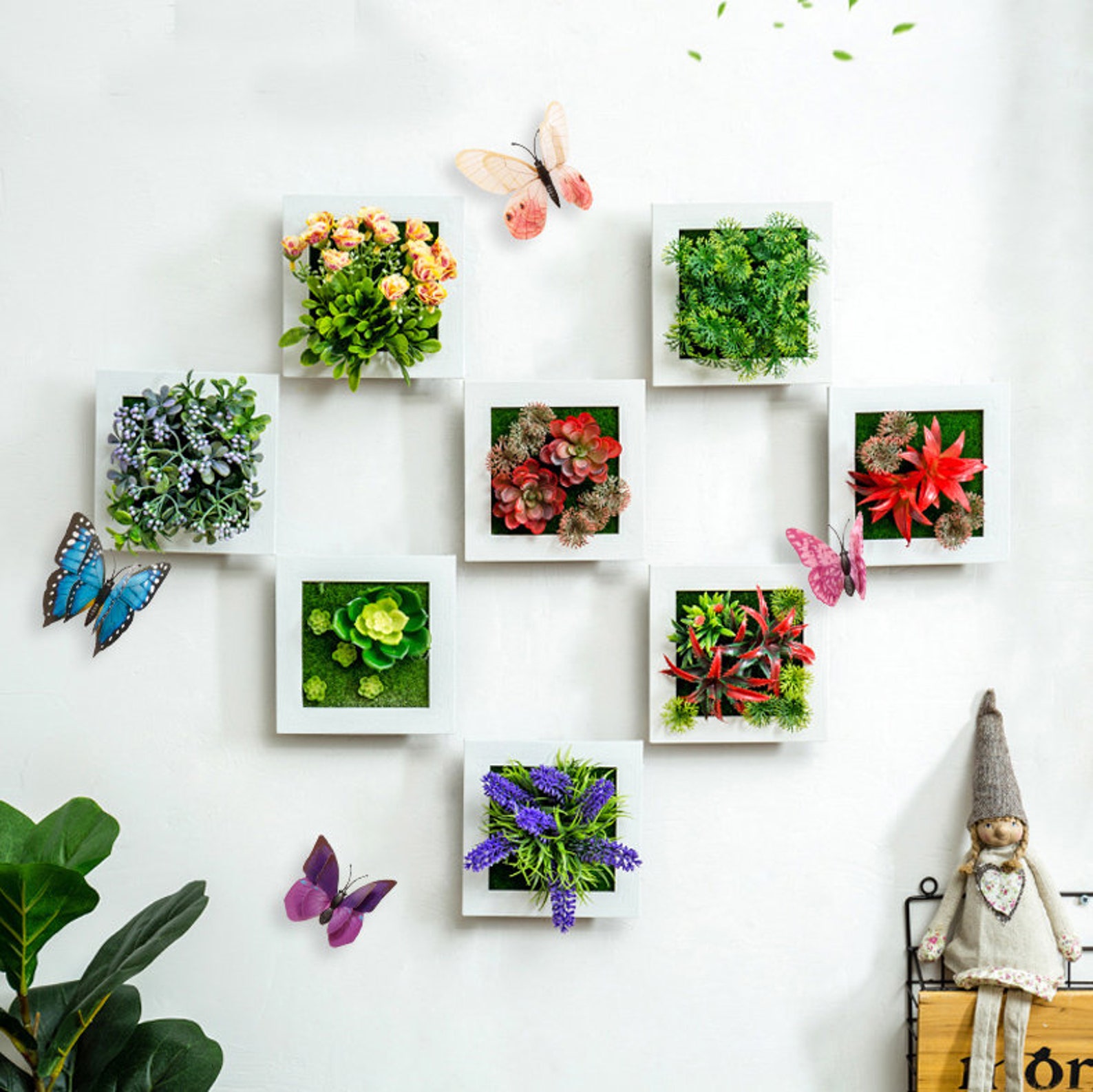 Artificial Flower Fake Plants Wall Hanging Decor,fake Succulent Plant ...