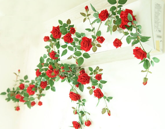 Red Artificial Rose Hanging Decoration for Home Wall - Etsy