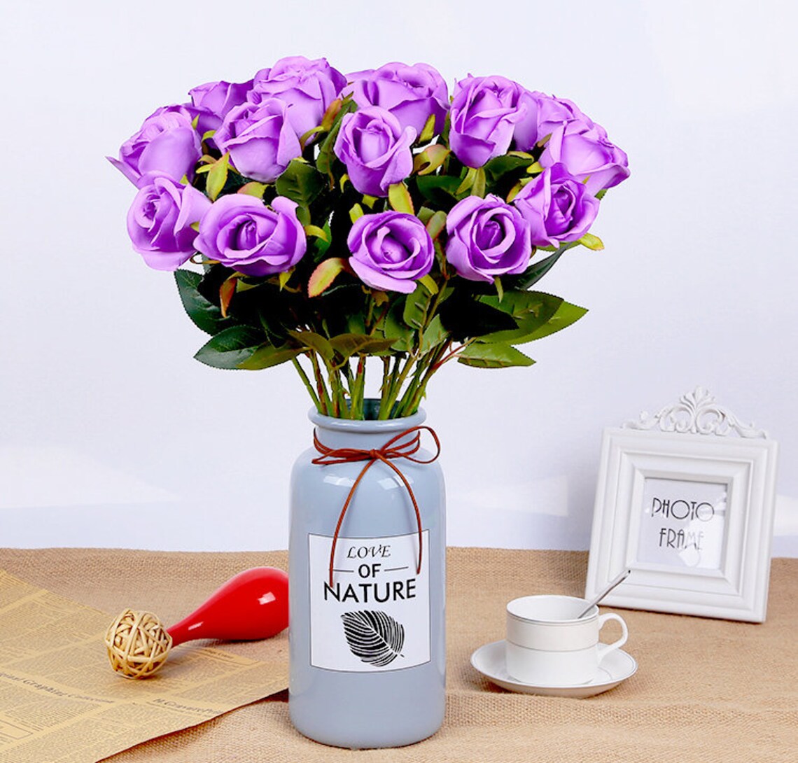 10 Stems Artificial Flower Rose Bouquets for Bridal | Etsy