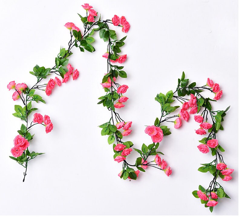 Pink Artificial Rose Vine Hanging Decoration for Home Wall | Etsy