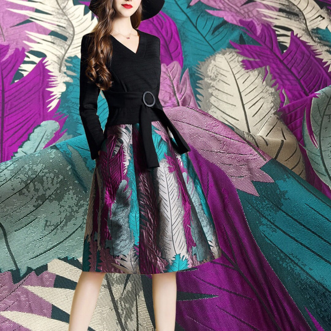 Elegant Floral Brocade Clothing Fabric High Grate Solid Relief Leaf ...