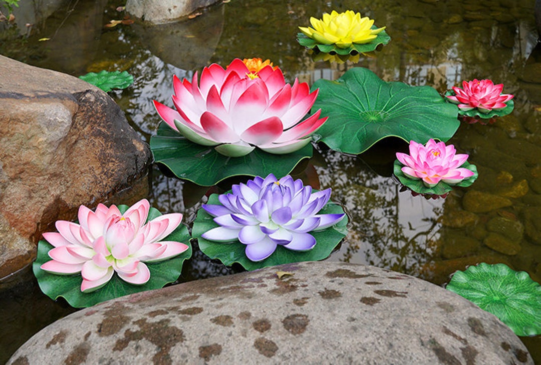 Artificial Lotus Floating in the Pool, Lotus Leaf Fish Tank Decoration ...