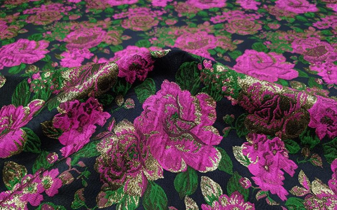 Elegant Solid Floral Brocade Clothing Fabric High Grate Romantic Rose ...