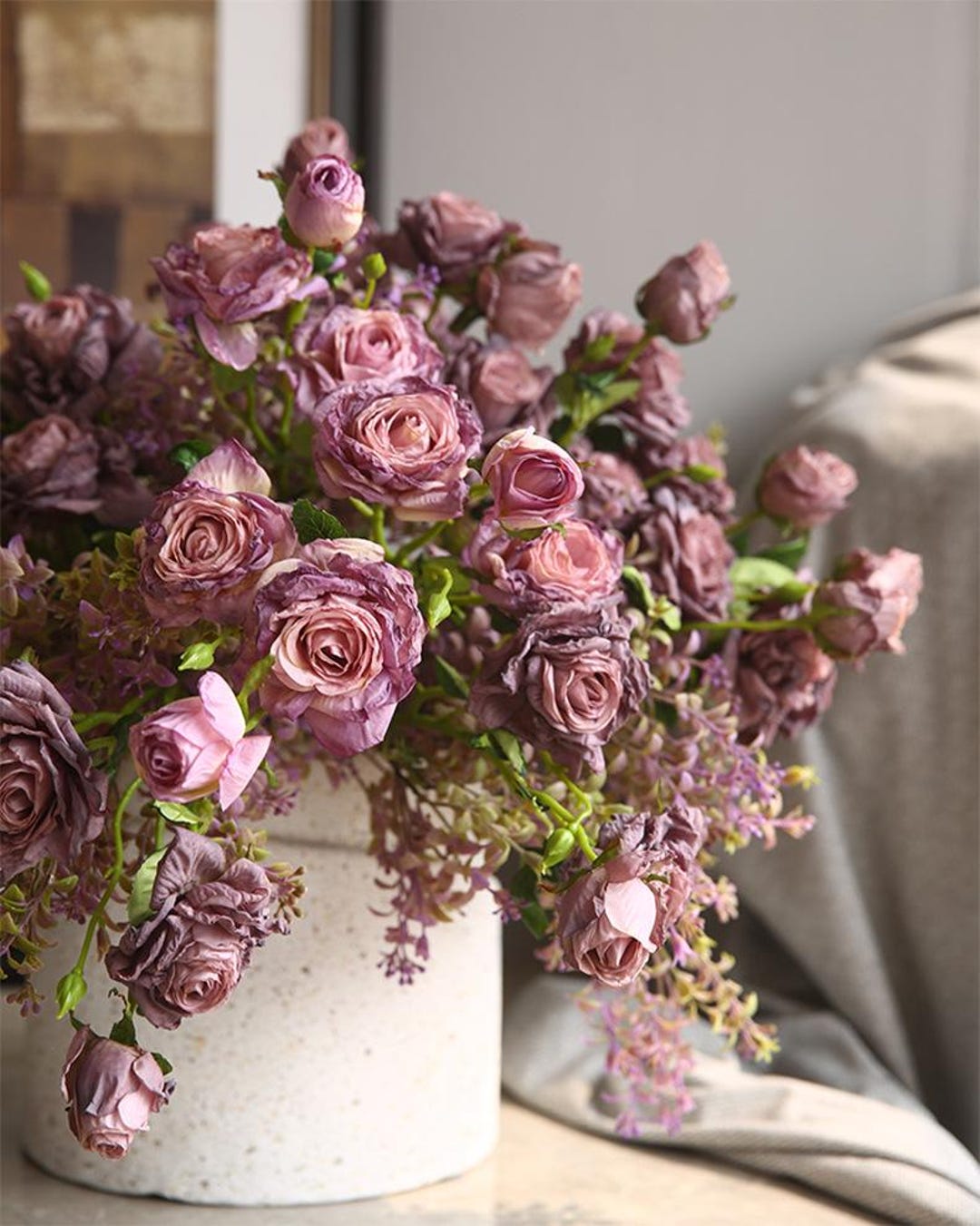 3 Pieces Vintage Burned Simulated Rose Flowers, French Oil Painting ...