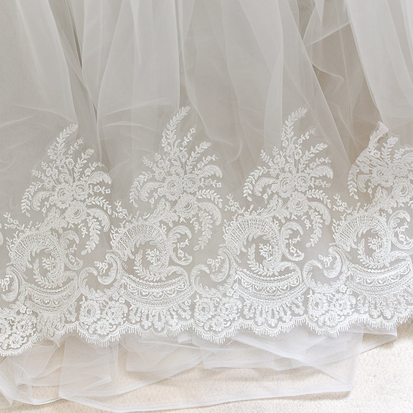 White Lace Fabric for DIY Wedding Dress Embroidery Floral Lace - Etsy