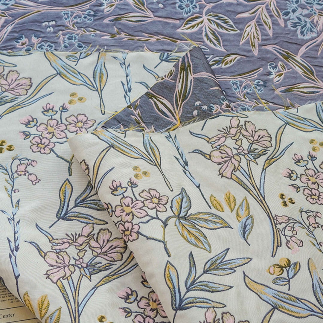 Tela de brocado Floral en relieve elegante, 1 yarda, tela de satén con ...
