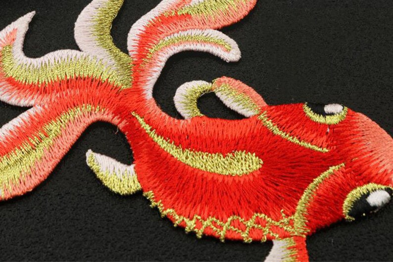 2 pieces solid goldfish embroidery Lace Applique Patchbig | Etsy