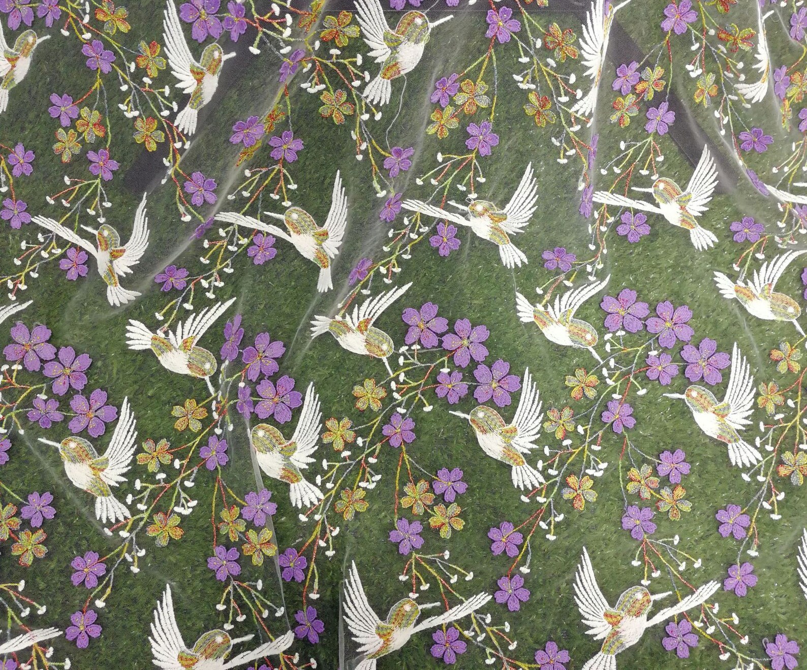 Luxurious Bird Floral Embroidered Lace Fabric by 1 Yard for - Etsy