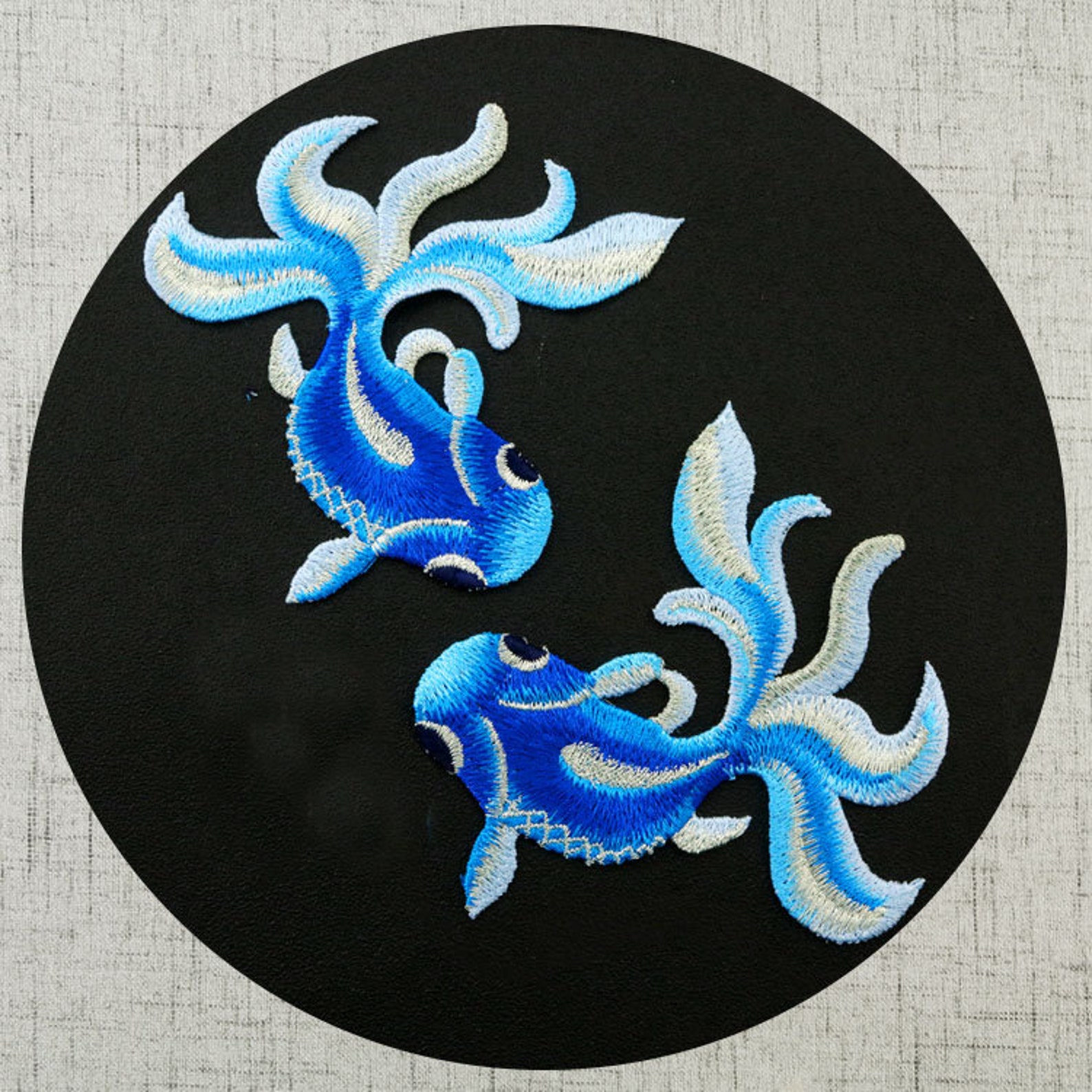 2 Pieces Solid Goldfish Embroidery Lace Applique Patchbig - Etsy