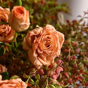 3 Pieces Vintage Burned Simulated Rose Flowers, French Oil Painting ...