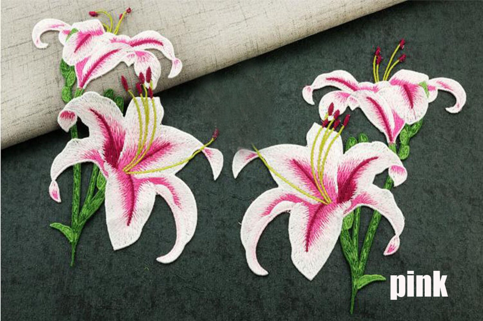 Solid Lily Embroidery Lace Applique Patchbig Size Flower Lace | Etsy