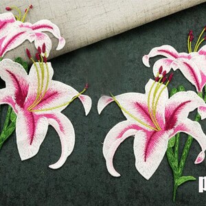 Solid Lily Embroidery Lace Applique Patch,big Size Flower Lace Applique ...